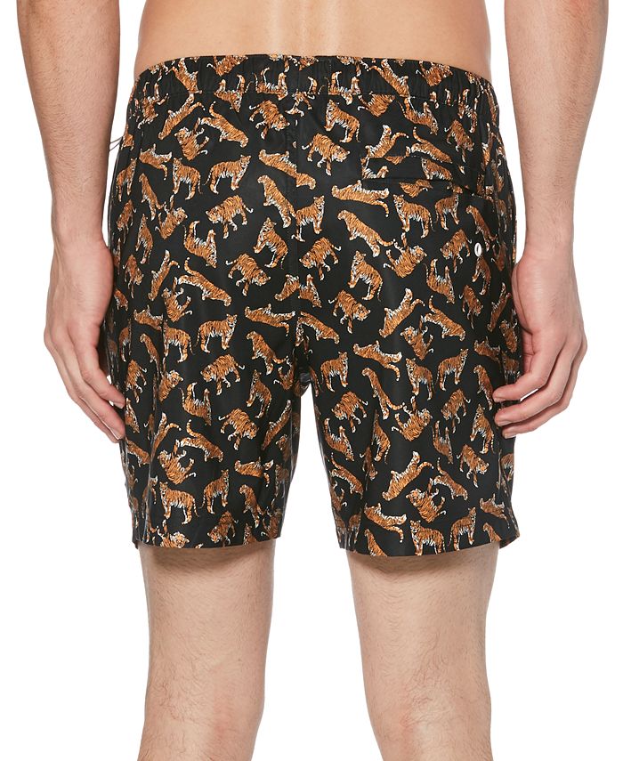 Original Penguin Men's Tiger-Print 6" Swim Trunks - Macy's
