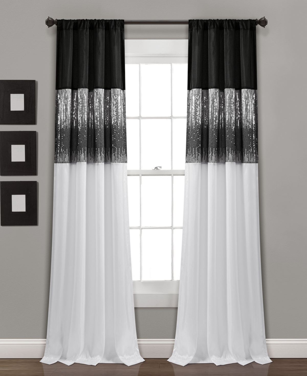 Click here for Night Sky Sequin 84x42 Single Window Panel - Black prices