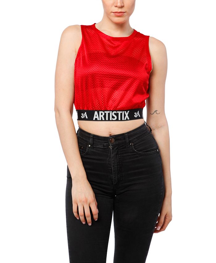 ARTISTIX Graphic Mesh Crop Top - Macy's