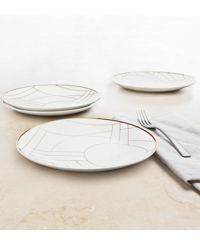 Hotel Collection Bone China Gold Decal Salad Plates, Set of 4, Created ...