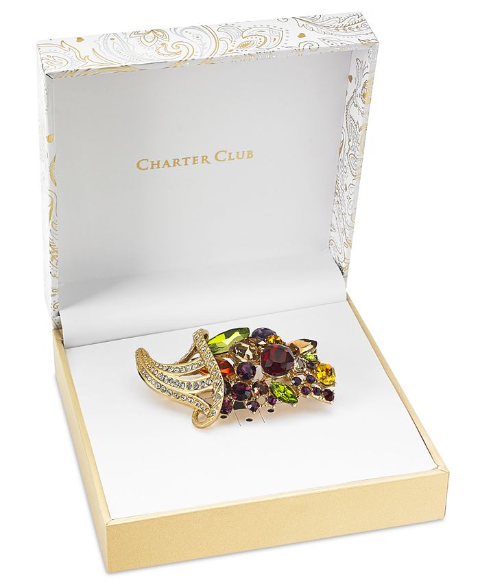 Charter Club Gold-Tone Crystal Cornucopia Pin, Created for Macy's - Macy's