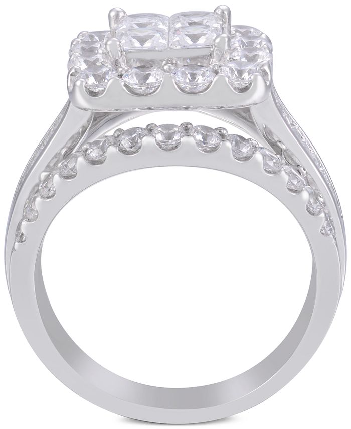 Macy's Diamond Princess Cluster Engagement Ring (3 ct. t.w.) in 14k ...