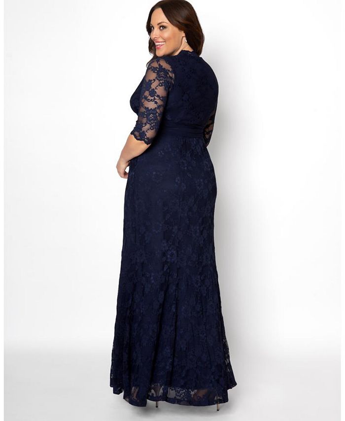 Kiyonna Womens Plus Size Screen Siren Lace Evening Gown Macys