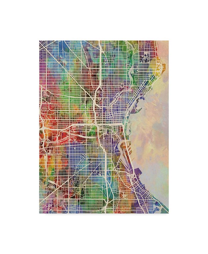 Trademark Global Michael Tompsett Milwaukee Wisconsin City Watercolor ...