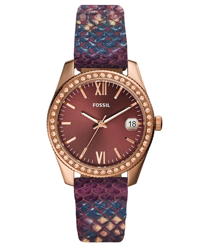 Fossil Women's Scarlette Mini Multicolored Leather Strap Watch 32mm ...
