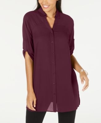 Alfani Roll-Tab Tunic Shirt, Created for Macy's - Macy's