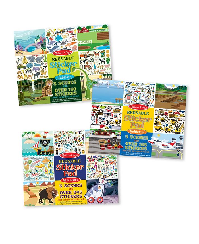 Melissa and Doug Reusable Sticker Pad Bundle - Vehicles, Habitats and ...