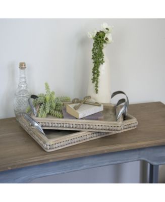 VIP Home & Garden 2-Piece Wood Beaded Trays - Macy's