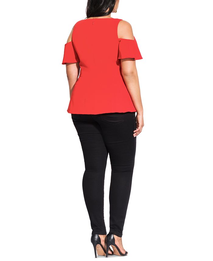 City Chic Trendy Plus Size Cold Shoulder Peplum Top Macys