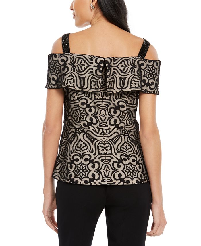 28th & Park Cold-Shoulder Burnout Lace Top, Created for Macy's - Macy's