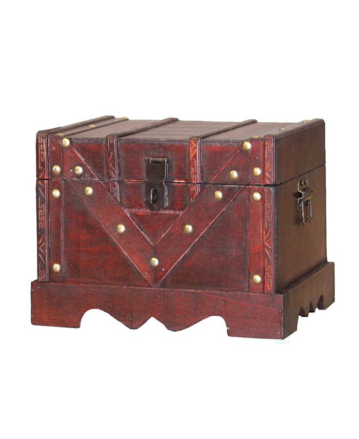 Vintiquewise Small Wooden Treasure Box, Old Style Decorative Treasure ...