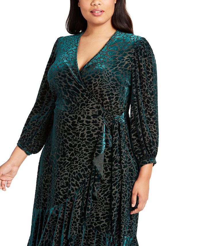 Calvin Klein Plus Size Burnout Velvet Wrap Dress - Macy's