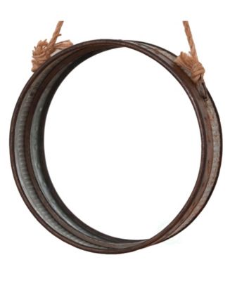 Vintiquewise Galvanized Metal Round Faux Rust Framed Wall Mirror with ...