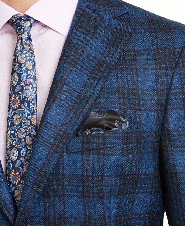 Tallia Men's Slim-Fit Blue Plaid Sport Coat - Macy's