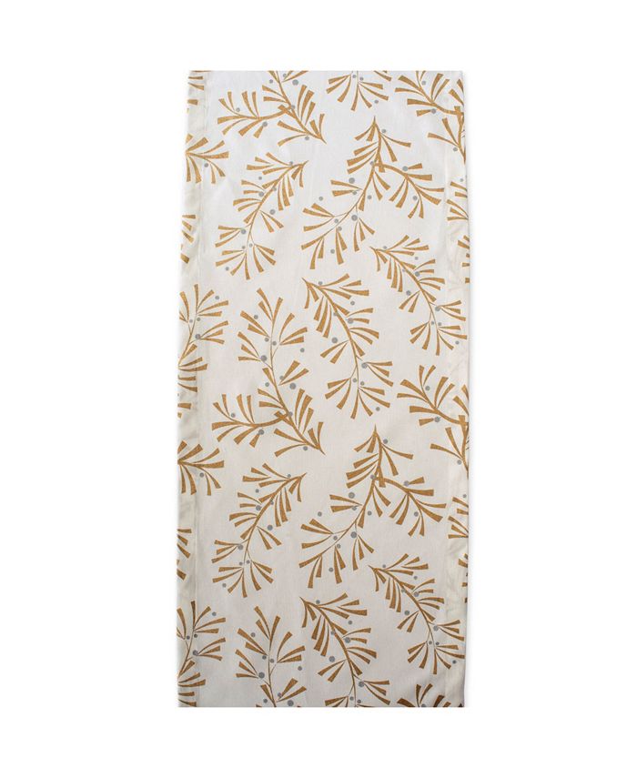 Design Imports Metallic Holly Leaves Table Runner - Macy's