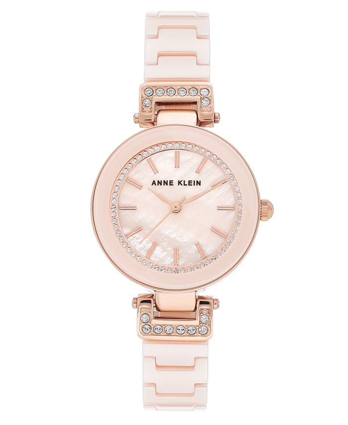 Anne Klein Women's Pink Ceramic Bracelet Watch 30mm - Macy's