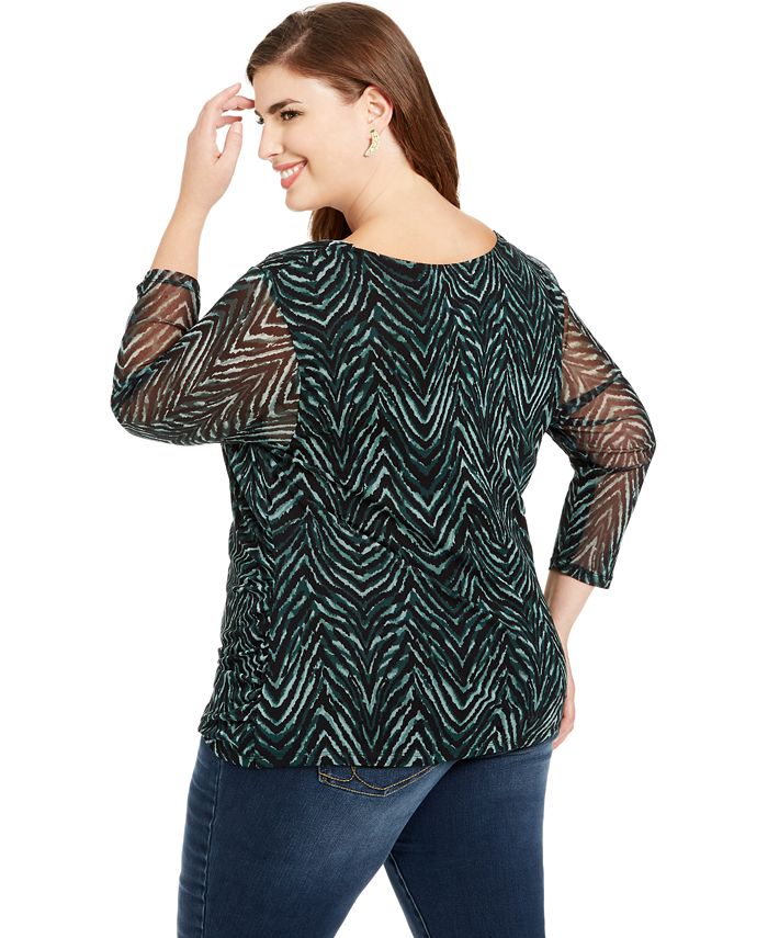 INC International Concepts INC Plus Size Double-Layered Ruched-Side Top ...