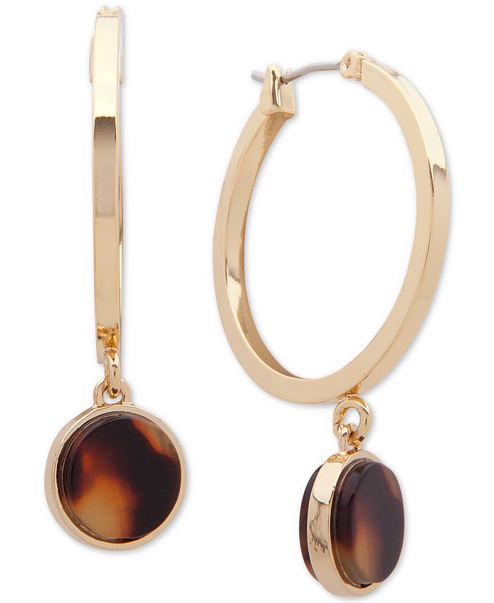 Lauren Ralph Lauren Small Gold-Tone & Tortoise-Look Hoop Earrings 1" - Macy's