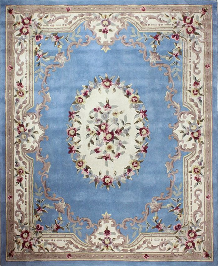 KM Home CLOSEOUT! Palace Garden Aubusson Light Blue 5' x 8' Area Rug ...