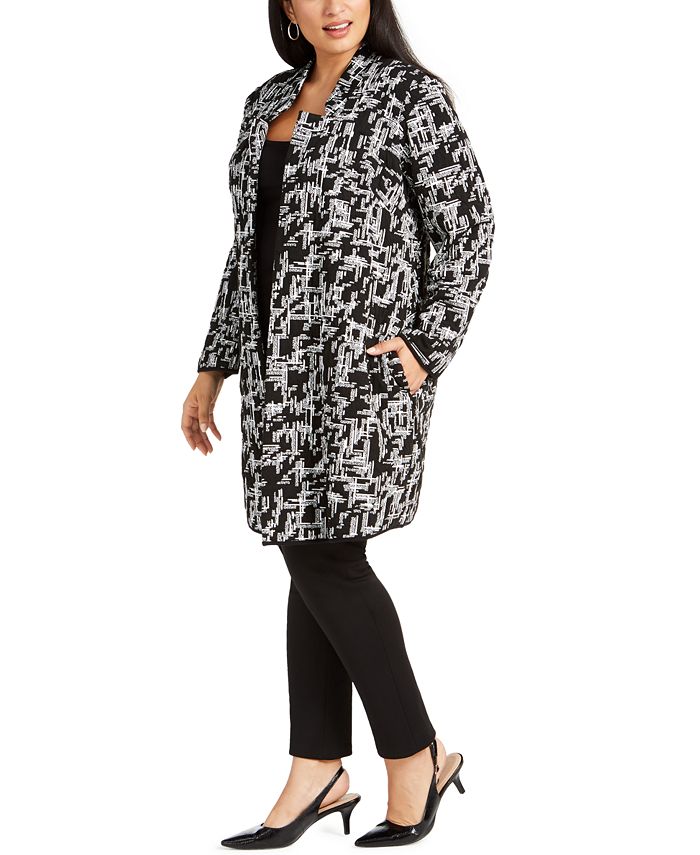 Alfani Plus Size Jacquard Open-Front Jacket, Created for Macy's - Macy's