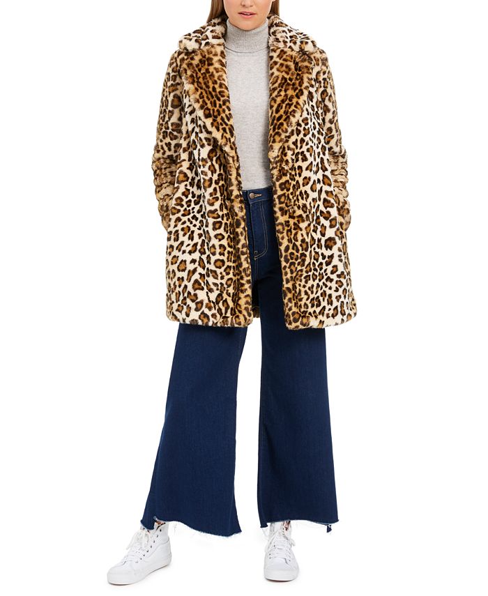 Calvin Klein Leopard-Print Faux-Fur Coat - Macy's