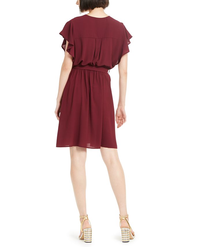 Monteau Petite Flutter Wrap Dress - Macy's