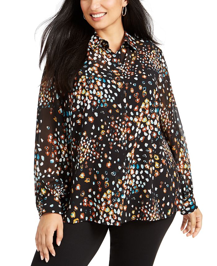 Alfani Plus Size Printed Blouse, Created for Macy's - Macy's