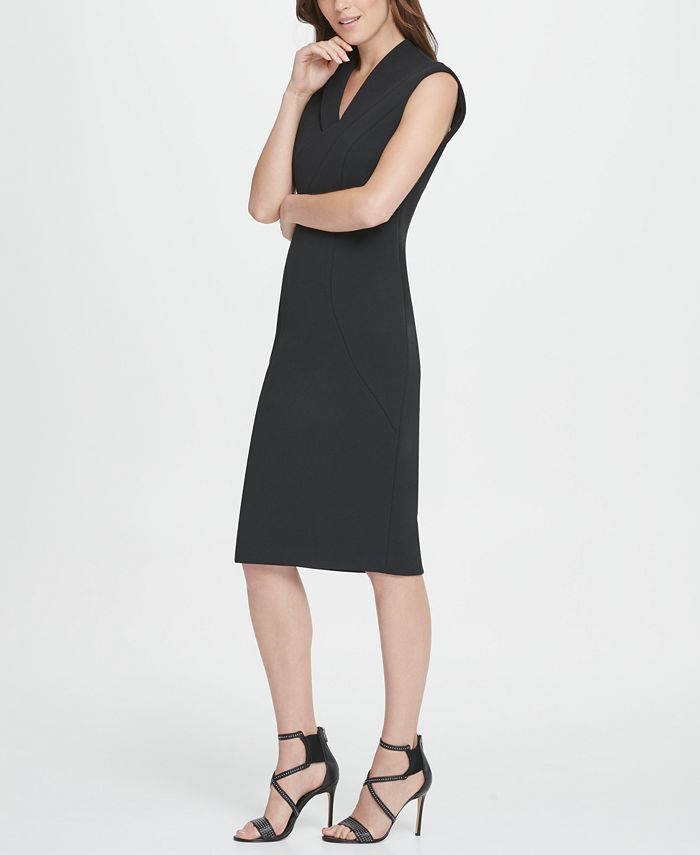 DKNY Seamed Compression Crepe Sheath Dress - Macy's