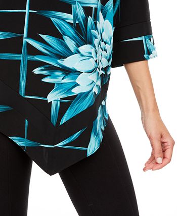 Alfani Printed V-Hem Top, Created for Macy's - Macy's