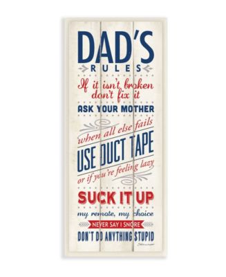 Stupell Industries Dad's Rules Wall Plaque Art, 7" x 17" - Macy's