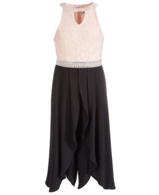 Beautees Big Girls Embellished Lace Jumpsuit - Macy's