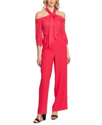 CeCe Cold-Shoulder Tie-Neck Jumpsuit - Macy's
