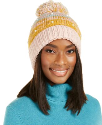 Cejon Fair Isle Faux-Pearl Cuff Hat With Pom - Macy's
