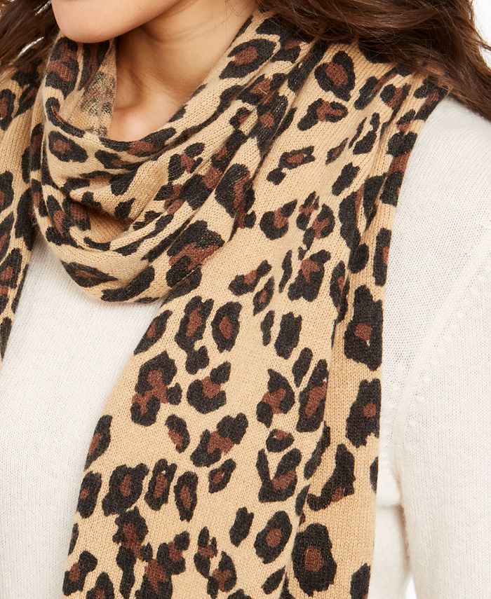 Charter Club Leopard-Print Cashmere Scarf, Created for Macy's - Macy's