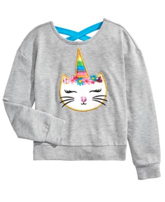 Beautees Big Girls Fuzzy Unicorn Cat Top - Macy's