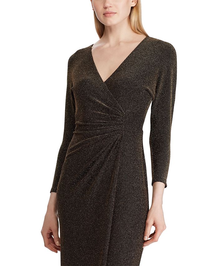 Lauren Ralph Lauren Metallic Surplice Gown - Macy's