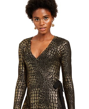 INC International Concepts INC Metallic-Print Sweater Dress, Created ...