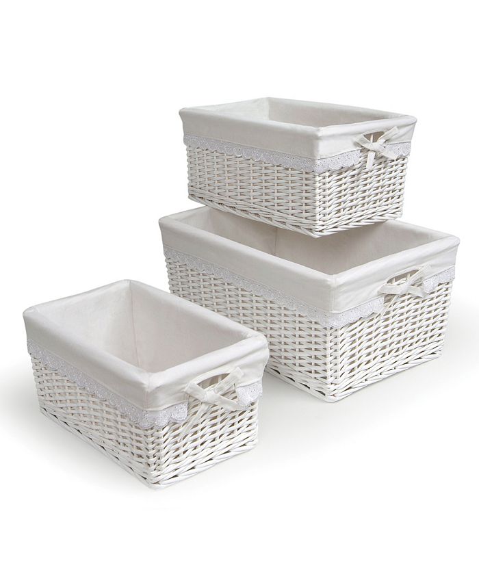Badger Basket Set of Three Wicker Nursery Baskets with Liners - Macy's