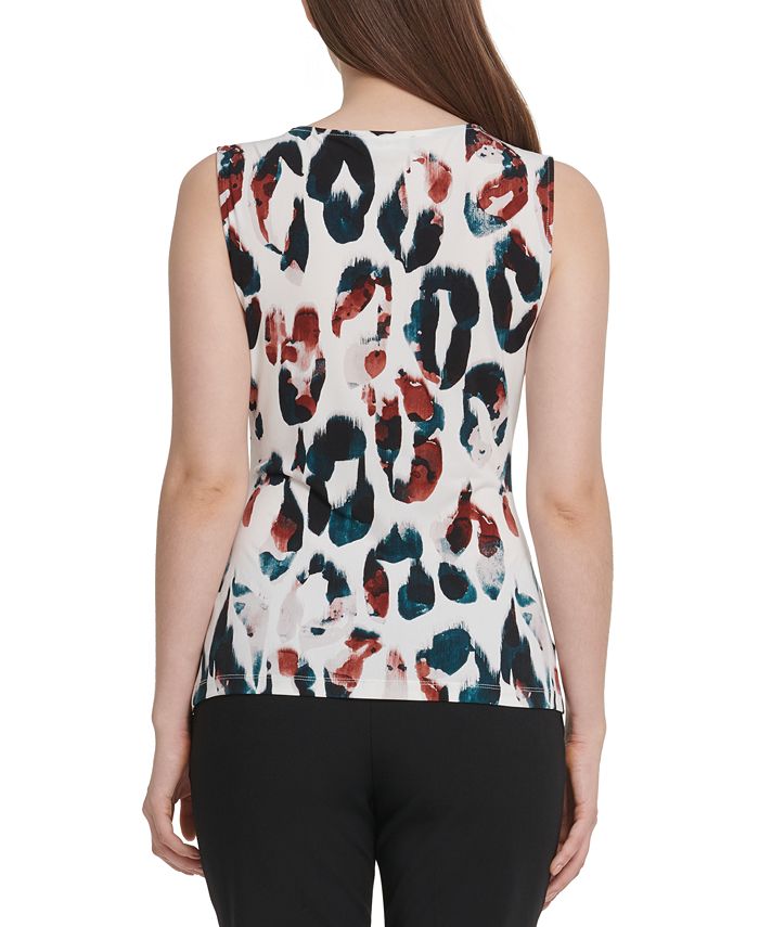 DKNY Animal-Print Side-Knot Top - Macy's