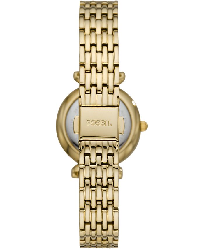 Fossil Women's Carlie Mini Gold-Tone Stainless Steel Bracelet Watch ...