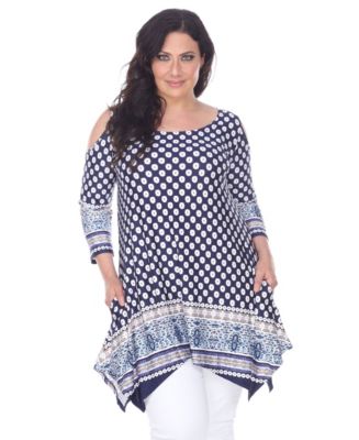 White Mark Plus Size Antonia Cut-Out Shoulder Tunic - Macy's
