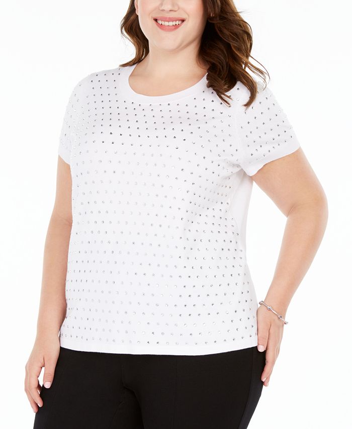 INC International Concepts INC Plus Size Rhinestone T-Shirt, Created ...