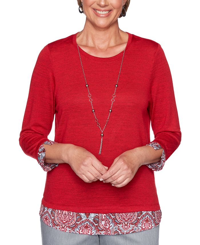 Alfred Dunner Plus Size Well Red Layered-Look Top - Macy's