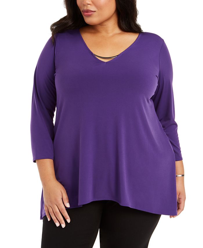 Alfani Plus Size Hardware-Neck Top, Created for Macy's - Macy's