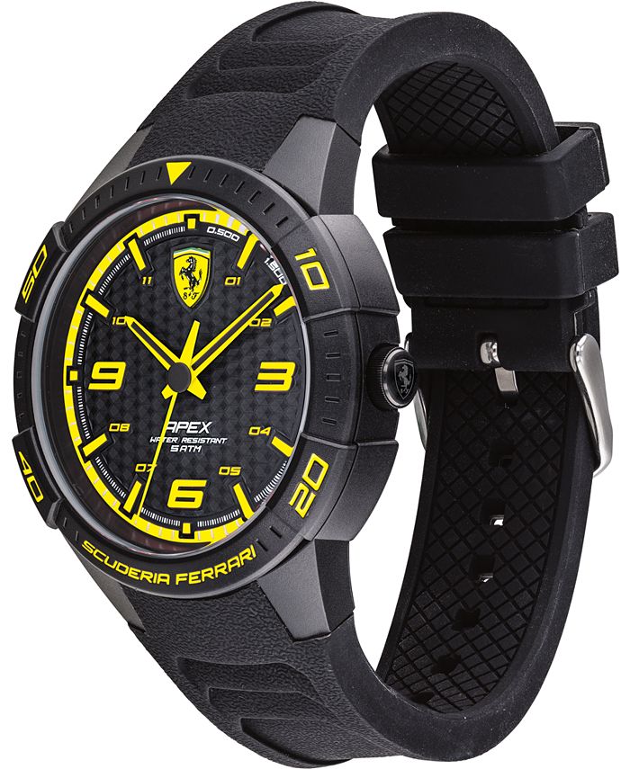 Ferrari Men's Apex Black Silicone Strap Watch 44mm - Macy's