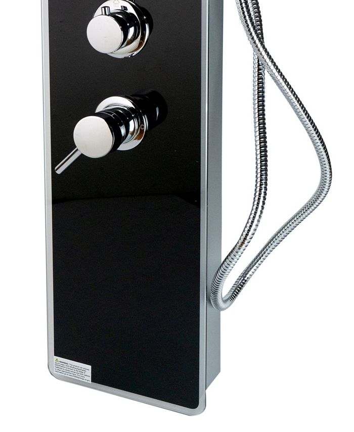 ALFI brand Black Glass Shower Panel with 2 Body Sprays and Rain Shower ...