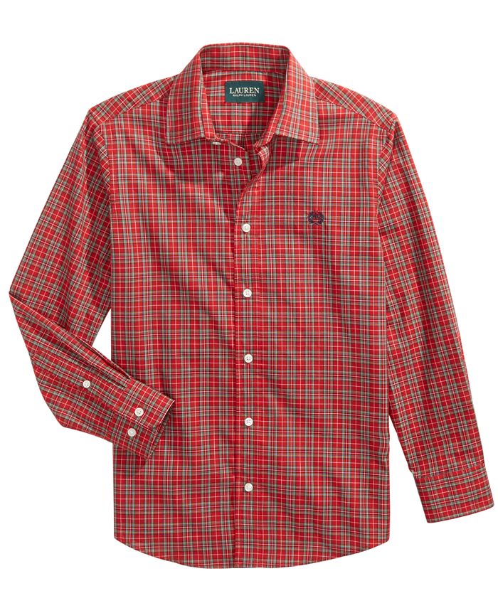 Ralph Lauren Big Boys Classic-Fit Red Plaid Shirt - Macy's