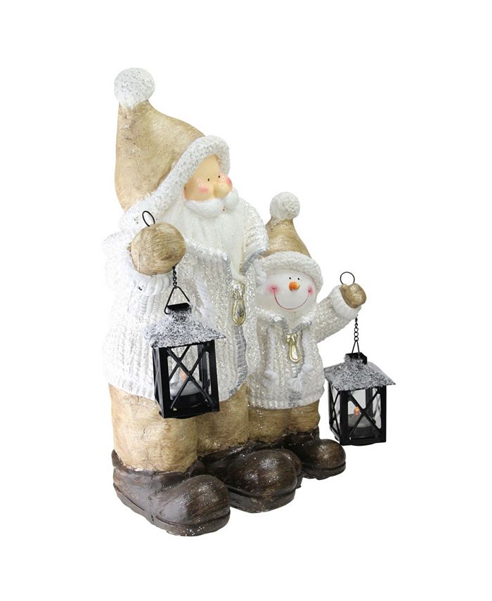 Northlight 18" Santa and Snowman with Lanterns Christmas Decoration ...