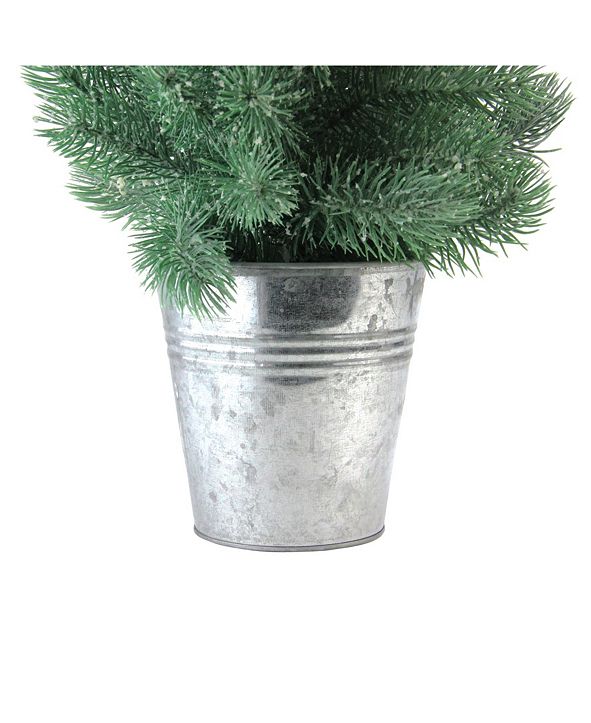 Northlight 25" Iced Mini Pine Artificial Christmas Tree in Galvanized ...