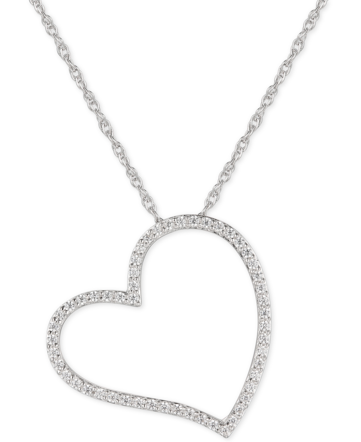 Click here for Cubic Zirconia Heart 16 Pendant Necklace in Sterli... prices